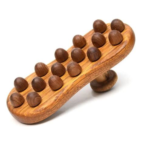 핸드헬드 구아샤 마사지 브러시 천연 나무 허리 다리 바디 자오선 스크래핑 스파 테라피 안티 셀룰라이트 이완 도구 16 구슬 Aliexpress