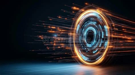 Futuristic Digital Speed Motion With Glowing Elements And Fast Data Transmission High Tech