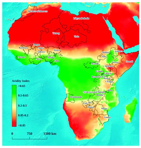 Map Of Africa Featuring The Aridity Index 25 26 And The Polygons Download Scientific Diagram