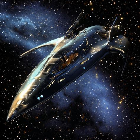 Futuristic Spaceship Flying Through A Starry Sky Premium Ai Generated Image