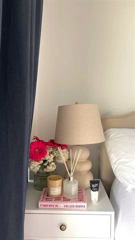 Bedroom Decor Aesthetics With Nightstand Candles And Flowers
