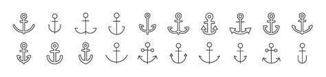 앵커 심플 아이콘 컬렉션 편집 가능한 스트로크 인포그래픽 기사 서적 전단지 배너에 적합 구조에 대한 스톡 벡터 아트 및 기타