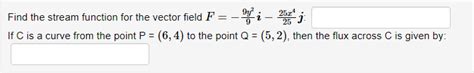 Solved Find The Stream Function For The Vector Field Chegg Com