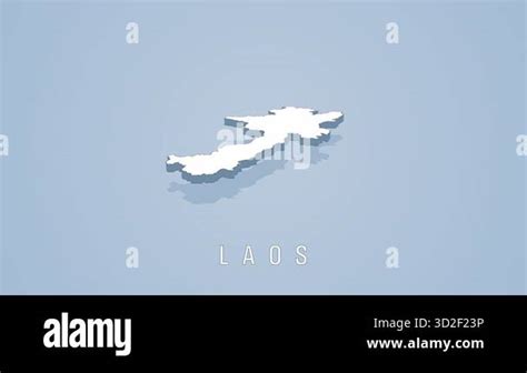 Rotating White 3d Map Of Laos Displaying Country Borders Against Light