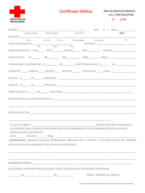 Certificado Médico Cruz Roja Pdf Pdf Programas Sociales