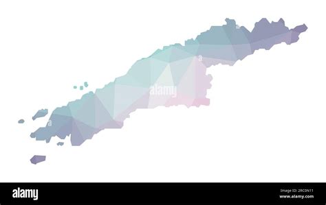 Polygonal Map Of Hydra Geometric Illustration Of The Island In Emerald