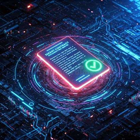 Glowing Smart Contract Blockchain Symbol Ai Generated Stock