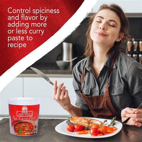 Mae Ploy Red Curry Paste Authentic Thai Blend For Curries And Dishes 14oz Tub No Msg