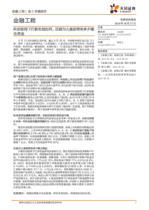科创板网下打新收益如何，还能为大盘股带来多少建仓资金