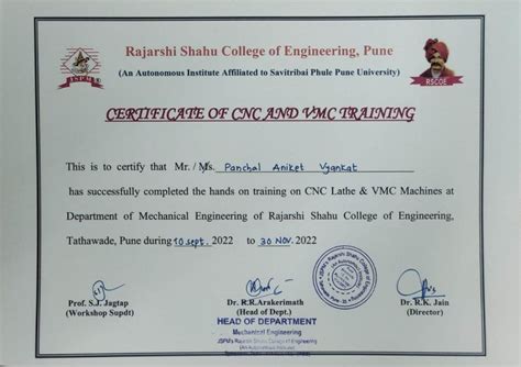 Aniket Panchal On Linkedin Completed My Cnc And Vmc Operation Training Offered By Our College
