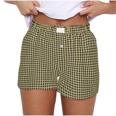 Annhoo Womens Pajama Shorts 2025 Trendy Plaid Printed Low Waisted