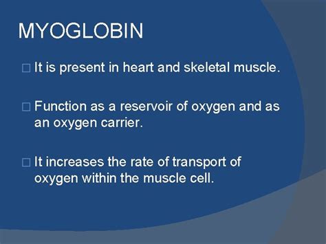 Dr Amina Tariq Biochemistry Structure Function Of Myoglobin