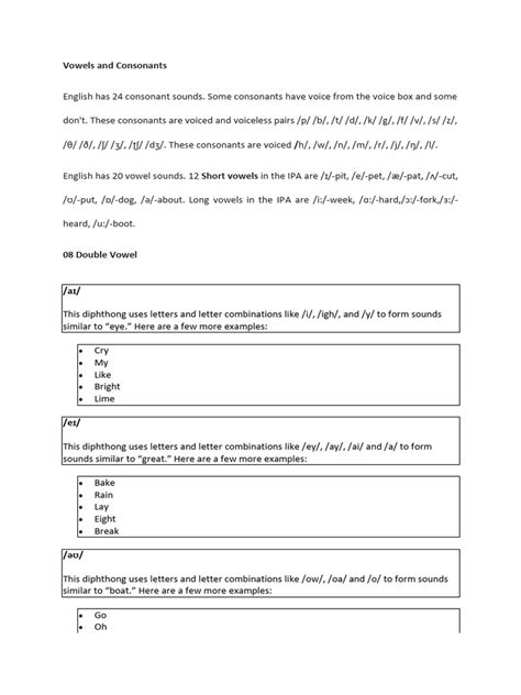 Unit 2 Vowels And Consonants For Sem 1 Pdf