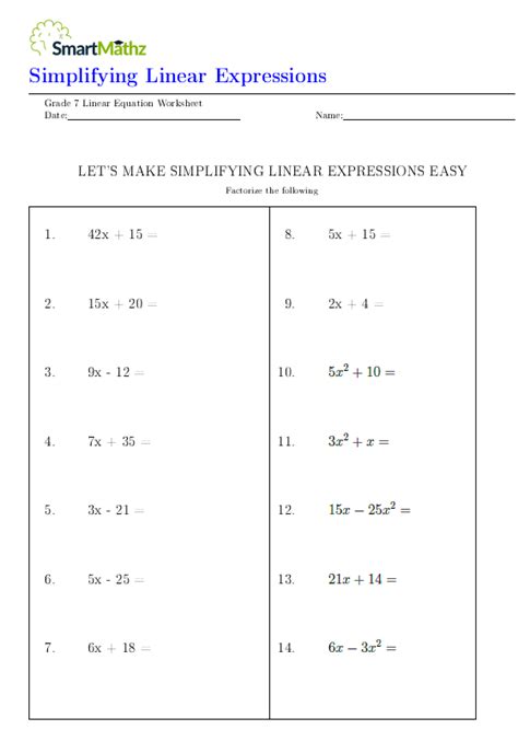 Simplifying Linear Equations Smartmathz