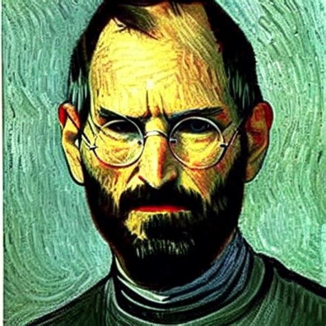 A Portrait Of Steve Jobs With His Hand On His Chin By Vincent Van Gogh