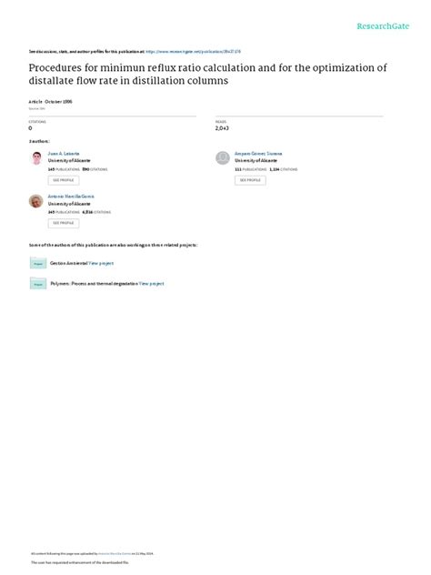 Procedures For Minimun Re Ux Ratio Calculation And For The Optimization