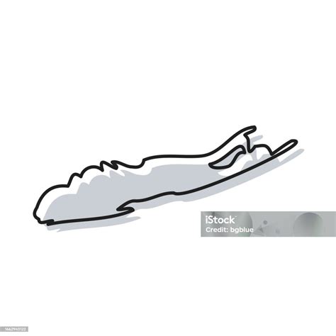 흰색 배경에 그려진 롱 아일랜드 지도 손 트렌디 한 디자인 롱아일랜드에 대한 스톡 벡터 아트 및 기타 이미지 롱아일랜드 지도 단순함 Istock