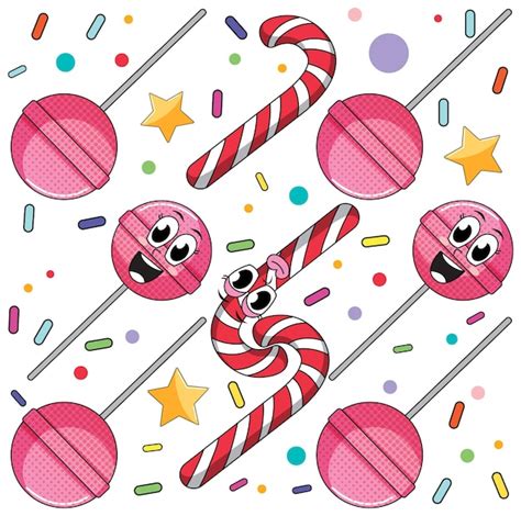 Free Vector Sweet Candy And Lollipop Seamless Pattern