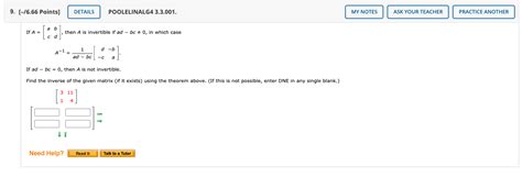 Solved If A A B C D Then A Is Invertible If Ad − Bc ≠ 0