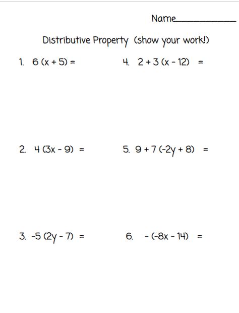 Distributive Property Lesson With Variables Digital Worksheets Library