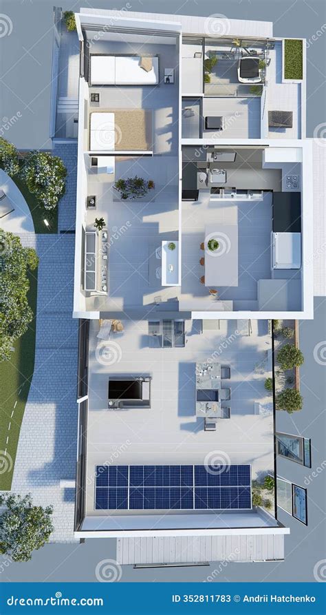 Architectural Layout Of A Smart Eco Home With Solar Power Integration And Automated Systems