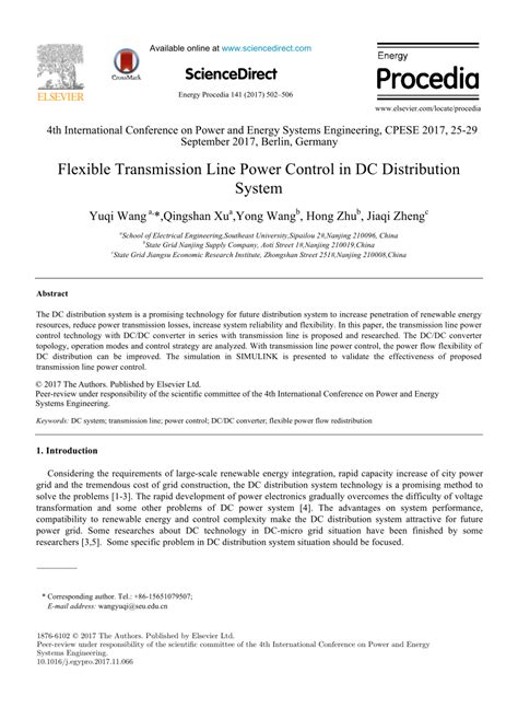 Pdf Flexible Transmission Line Power Control In Dc Distribution System