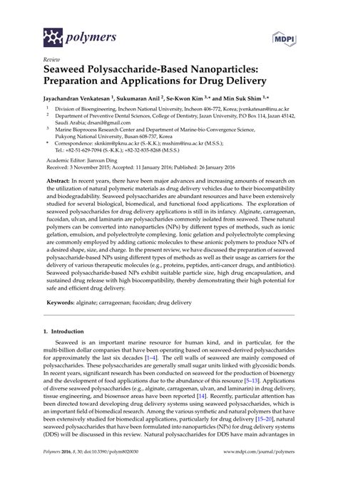 Pdf Seaweed Polysaccharide Based Nanoparticles Preparation And