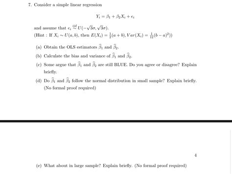 Solved Consider a simple linear regression Yi β β Xi ei Chegg