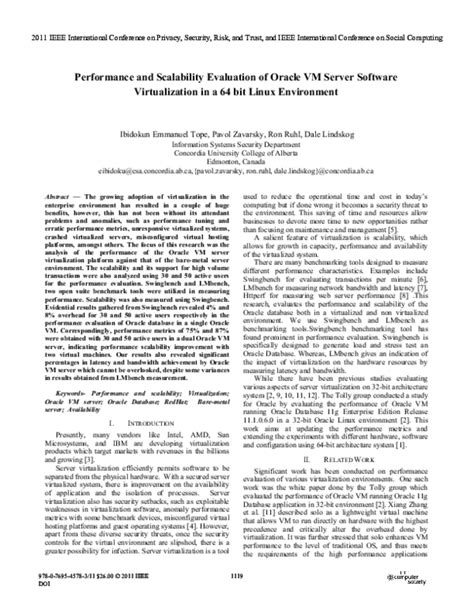 Pdf Performance And Scalability Evaluation Of Oracle Vm Server Software Virtualization In A 64