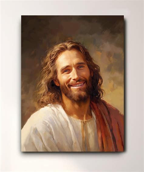 Jesus Christ Portrait Canvas Print Smiling Jesus Christ Christian