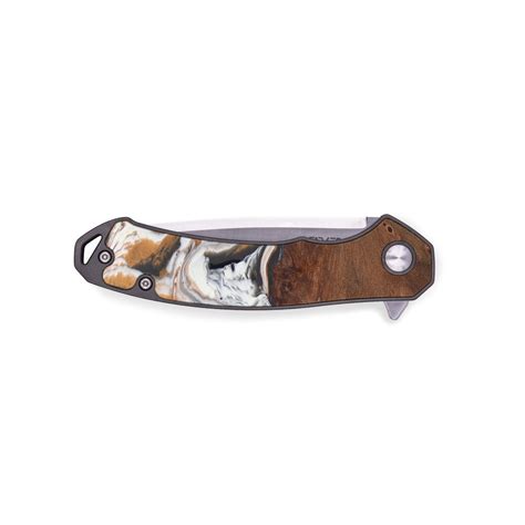 Edc Woodresin Pocket Knife Renata Black And White 598535 Carved