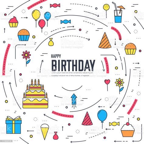 생일 서클 인포 그래픽 템플릿 개념입니다 제품 또는 웹 및 모바일 응용 프로그램에 대한 아이콘 디자인입니다 격리된 배경에 긴 그림자 그림자가 있는 평면 벡터 0명에 대한