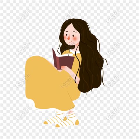 책을 읽고 소녀 요소 Png 일러스트 무료 다운로드 Lovepik