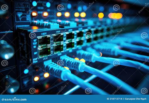 Network Panel Switch And Cable In Data Center Big Data Concept Stock