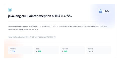 Javalangnullpointerexception を解決する方法 Labex