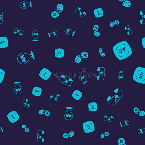 Set Augmented Reality Ar Gamepad And 360 Degree View On Seamless Pattern Vector Stock Vector