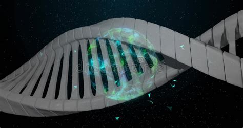 Dna Strand And Molecular Structure Animation Over Starry Background