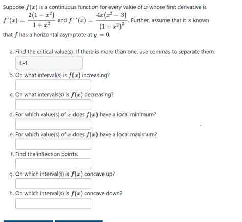 Solved Suppose Fx Is A Continuous Function For Every Value