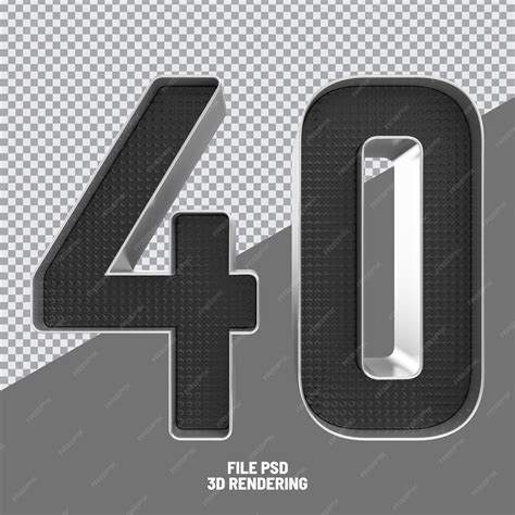 Premium Psd Number 40 Black 3d Rendering