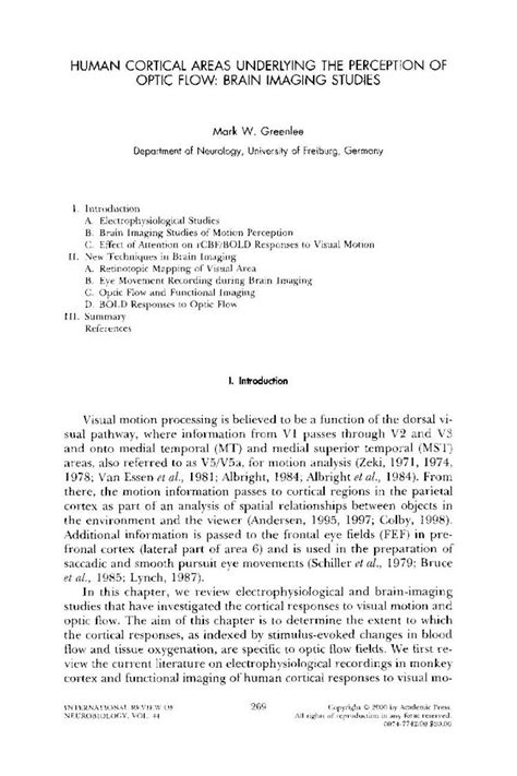 Pdf Human Cortical Areas Underlying The Perception Of Optic