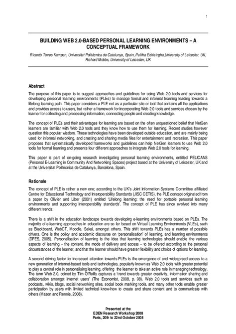 pdf building web 2 0 based personal learning environments a
