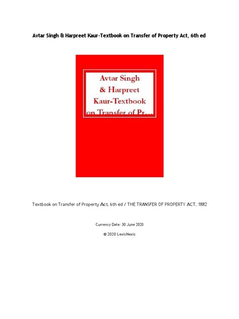 Textbook On Transfer Of Property Act 6nbsped 2 Pdf Mortgage Law