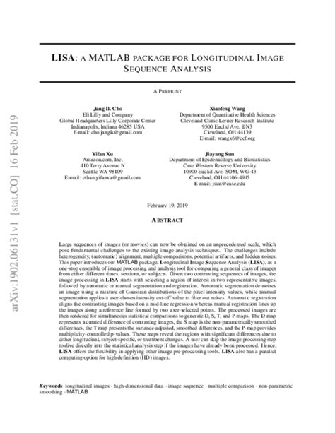 Pdf Lisa A Matlab Package For Longitudinal Image Sequence Analysis
