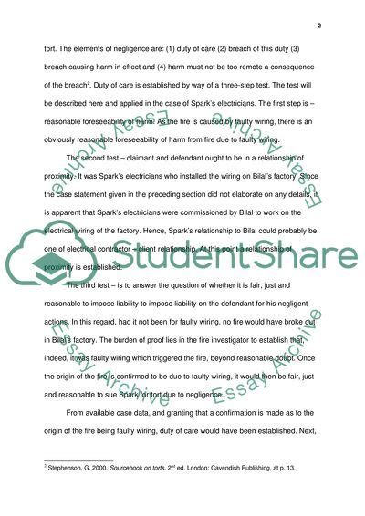 Issues Of Tort Liability Case Study Example Topics And Well Written
