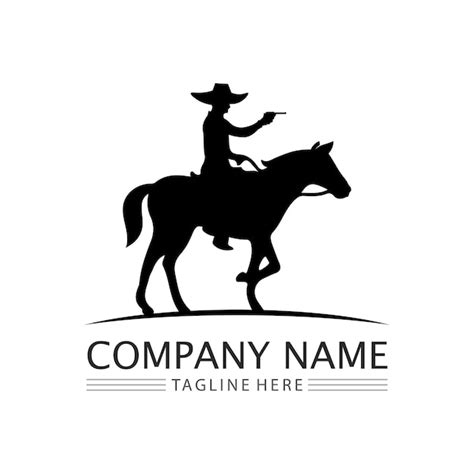 카우보이 모자 로고 아이콘 벡터 디자인 서식 파일 프리미엄 벡터