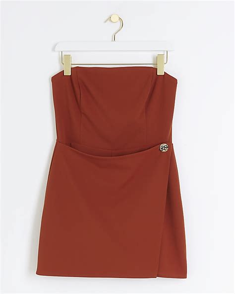 Rust Bandeau Wrap Playsuit River Island Rust Bandeau Wrap Playsuit River Island