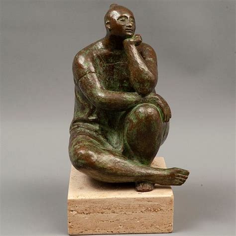 Mujer Sentada MÃƒâ€°xico Sxx Bronce Patinado En Color Verde Y MarrÃƒÂ³n Base De Piedra 17