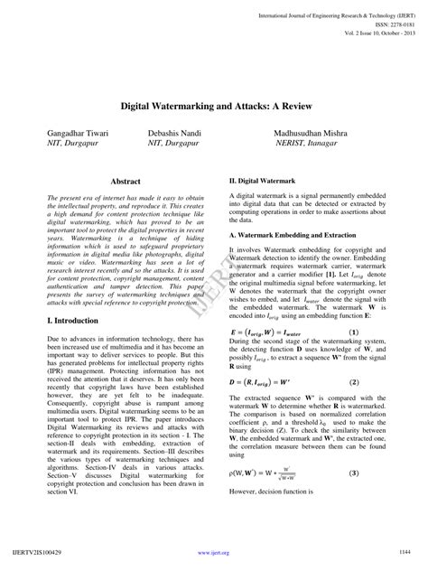 Pdf Digital Watermarking And Attacks A Review