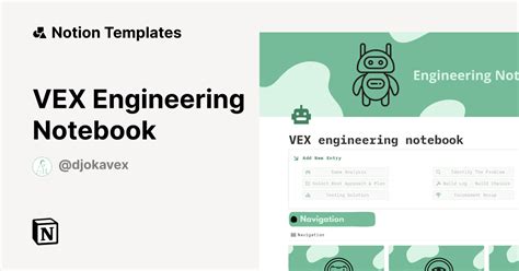 Vex Engineering Notebook Template By Djokavex Notion Marketplace