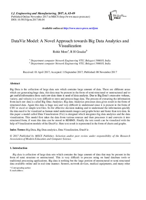Pdf Dataviz Model A Novel Approach Towards Big Data Analytics And Visualization
